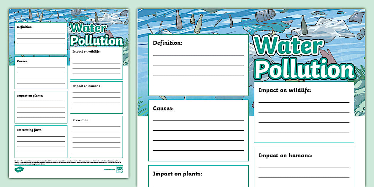 Water Pollution Fact File Template,Water Pollution - Twinkl