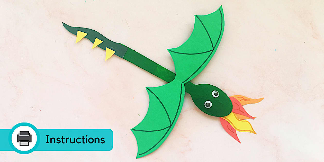 St George's Day Wooden Spoon Dragon Craft (teacher made)