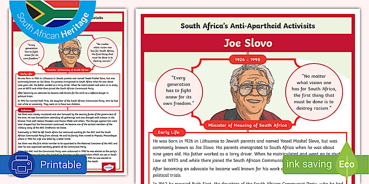 Joe Slovo - Infograph (creat de profesori) - Twinkl