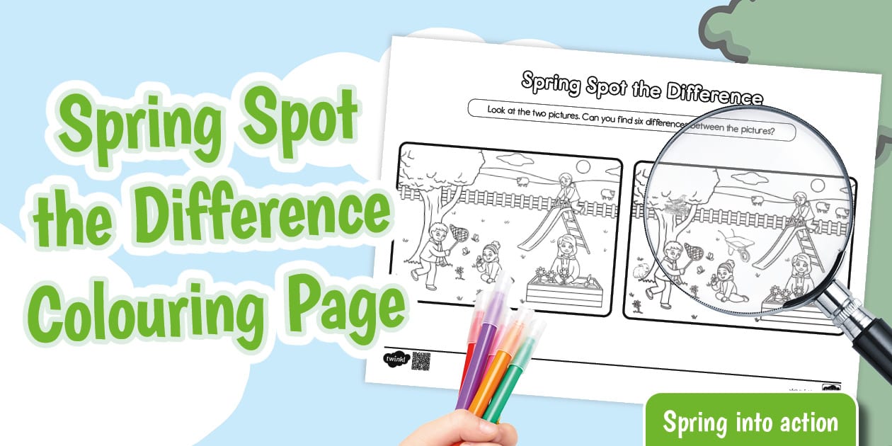 * NEW * Spring Spot the Difference Colouring Page