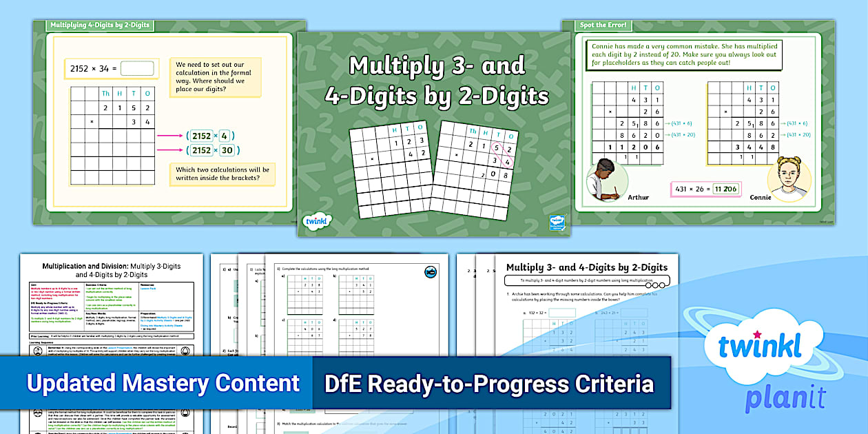 👉 Y5 Long Multiplication Lesson Pack. Formal Written Method.