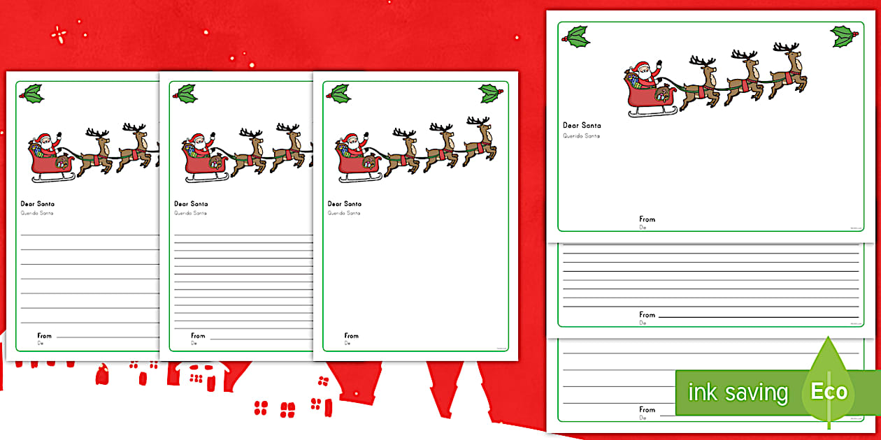 Letter to Santa Writing Template English/Spanish - Twinkl
