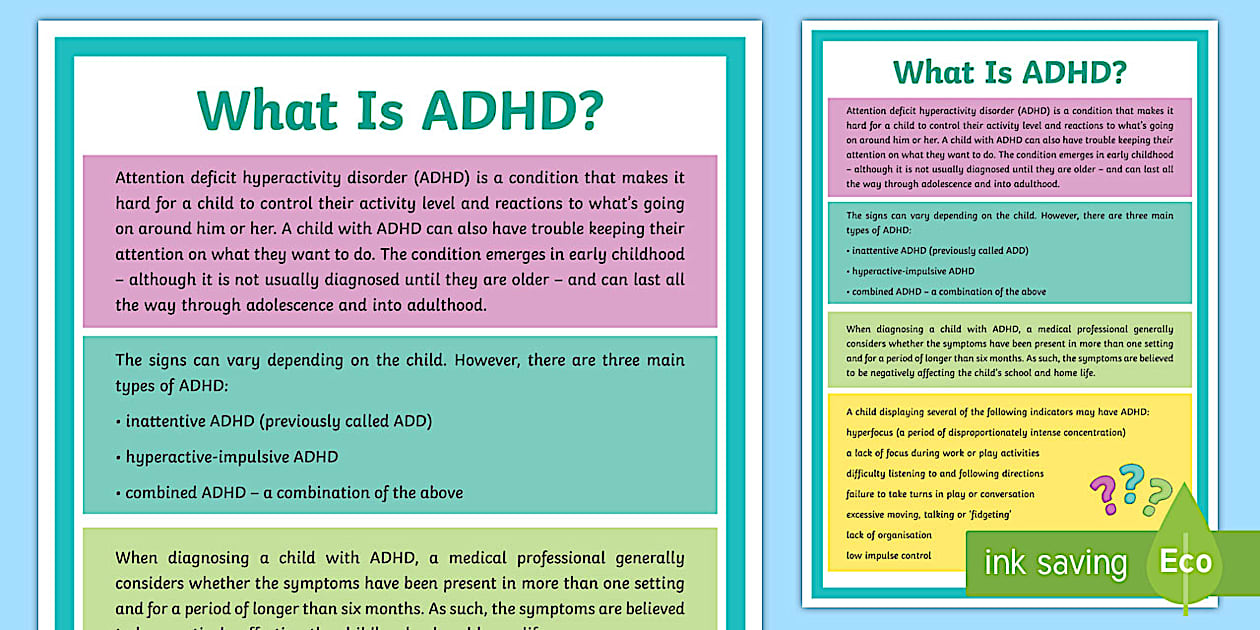 What is ADHD? Display Poster - Teaching Resource - Twinkl