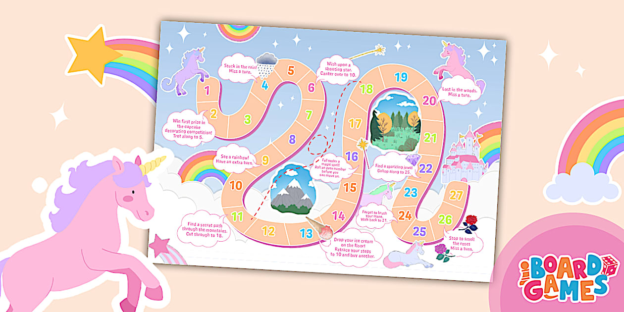 Unicorns and Rainbows Board Game | Twinkl Board Games