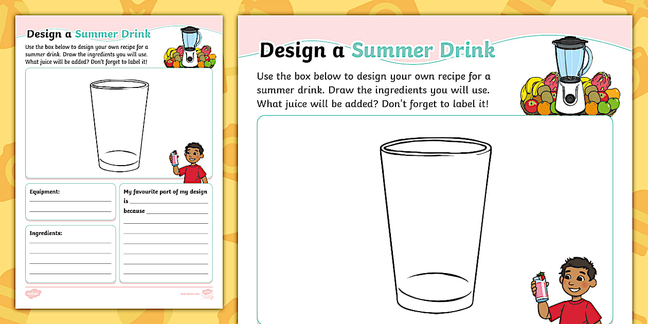 Design Your Own Summer Drink Activity (teacher made)