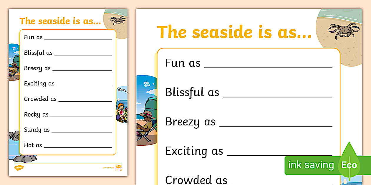 The Seaside Simile Poem,seaside poems,seaside (teacher made)