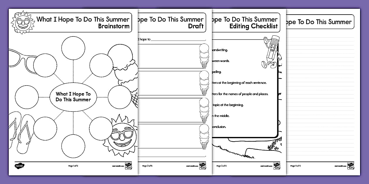 First Grade What I Hope To Do This Summer Writing Prompt
