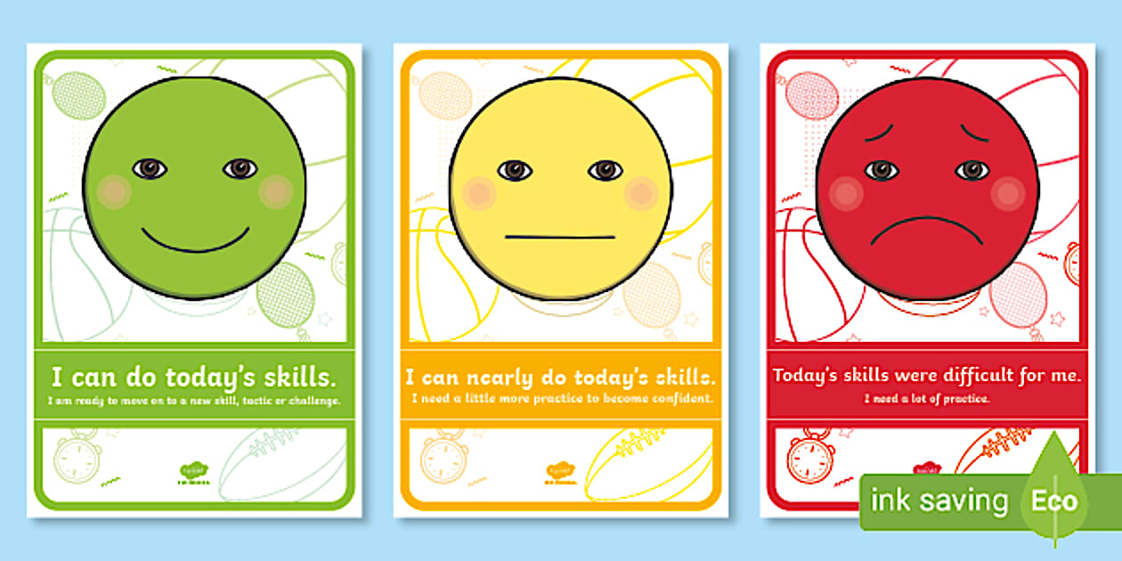 PE Self-Assessment Display Posters (teacher made) - Twinkl