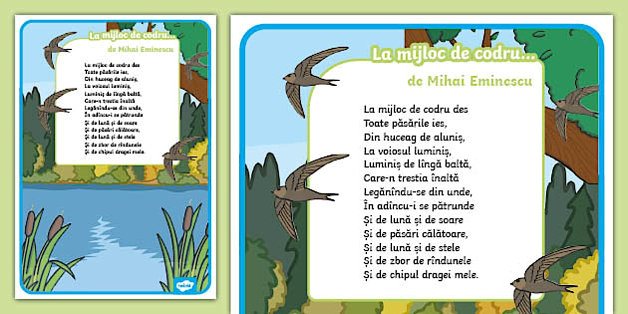 La mijloc de codru de Mihai Eminescu – Planșă - Twinkl