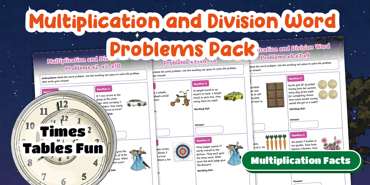 Multiplication and Division Word Problems Resource Pack