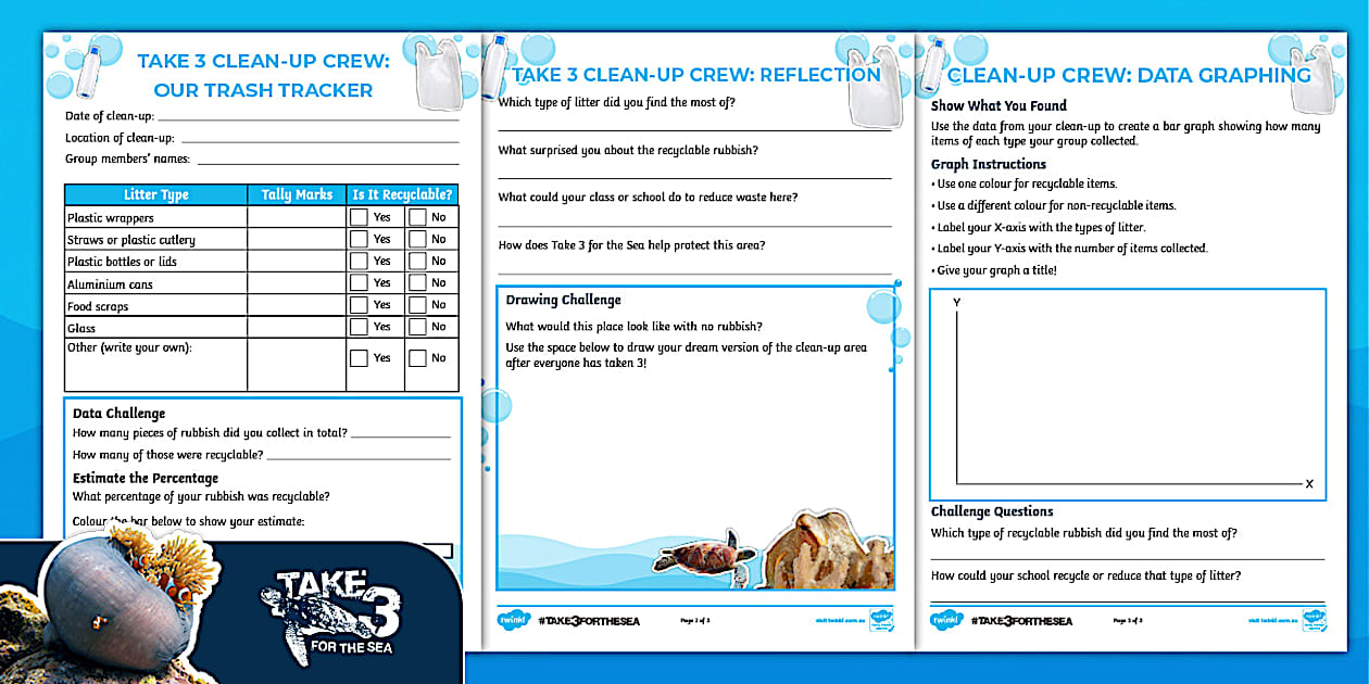FREE! - 'Take 3' Clean-Up Crew: Our Trash Tracker | Twinkl