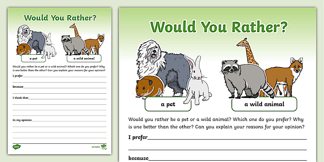 Would You Rather? Animals Opinion Template (Teacher-Made)