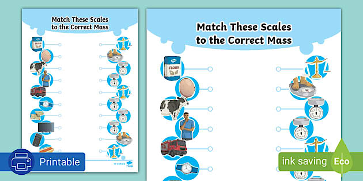 Match These Scales to the Correct Mass Activity Sheet