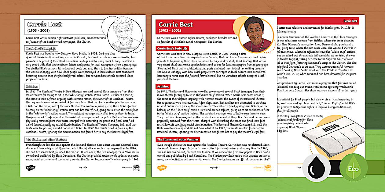 Carrie Best Remarkable Black Canadian Reading Comprehension