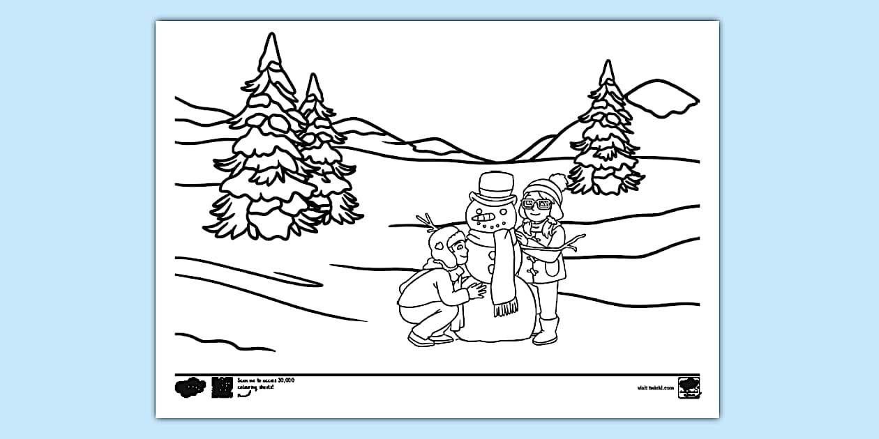 Winter Scene Colouring Page - KS1 (teacher made) - Twinkl