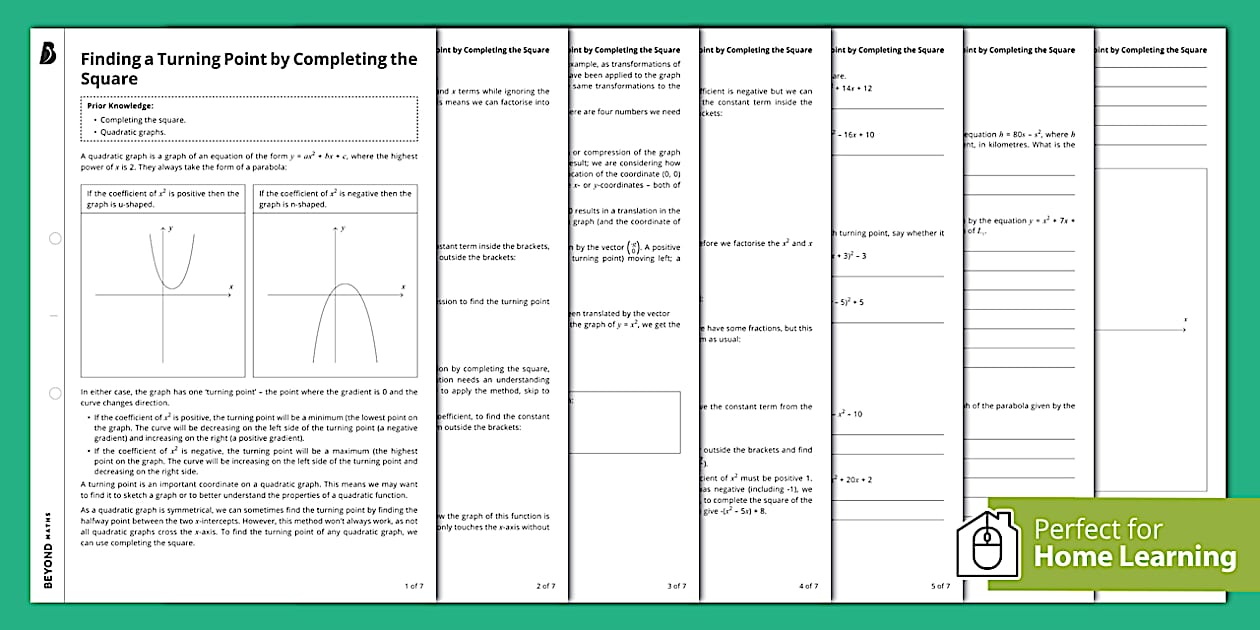👉 Finding a Turning Point by Completing the Square | Beyond