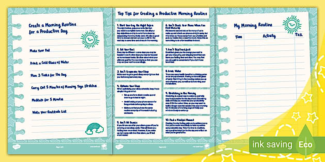 Create a Morning Routine for a Productive Day (teacher made)
