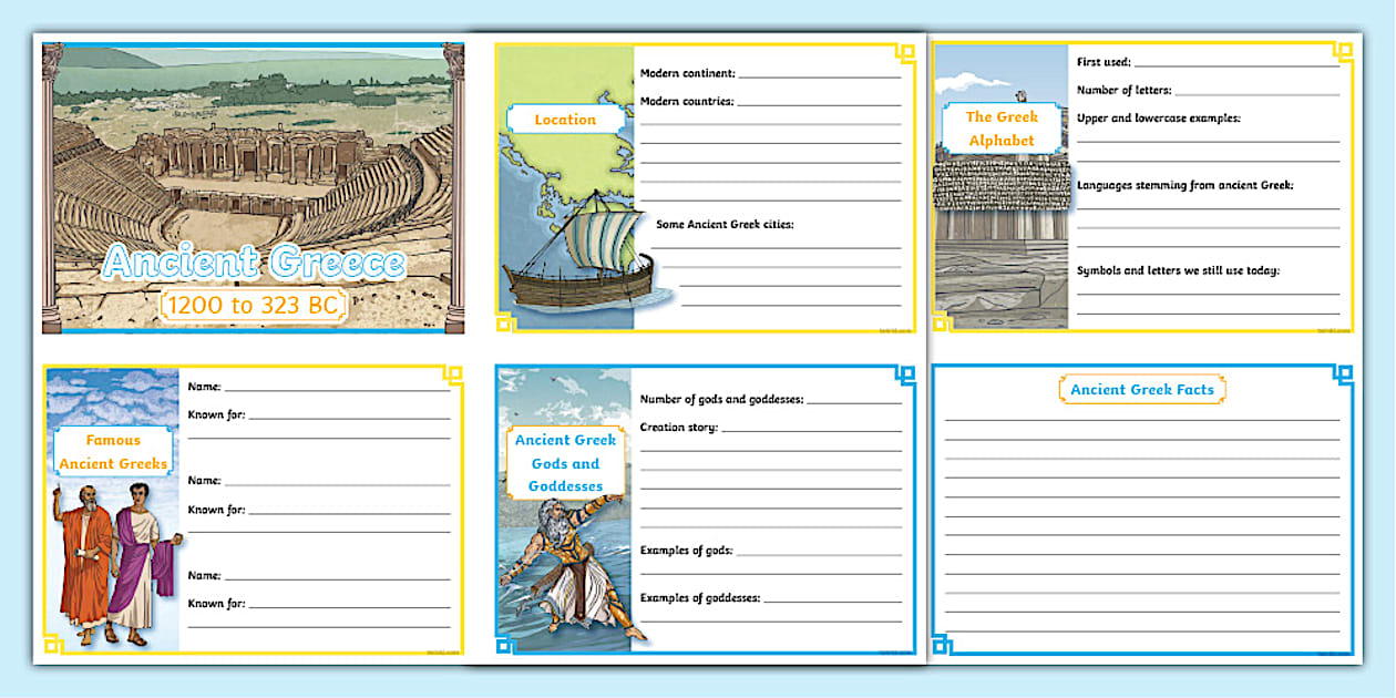 Ancient Greece Fact File Cards Template - Twinkl