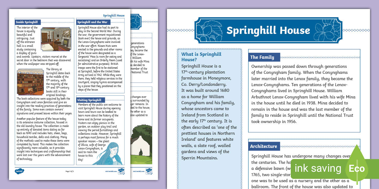 Springhill House KS2 Fact File (teacher made) - Twinkl