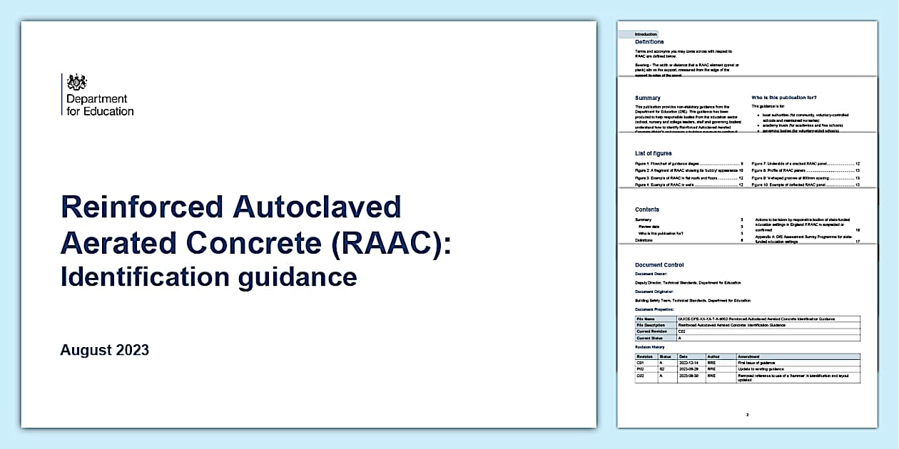 RAAC Identification DfE Guidance - SLT - Buildings - Twinkl