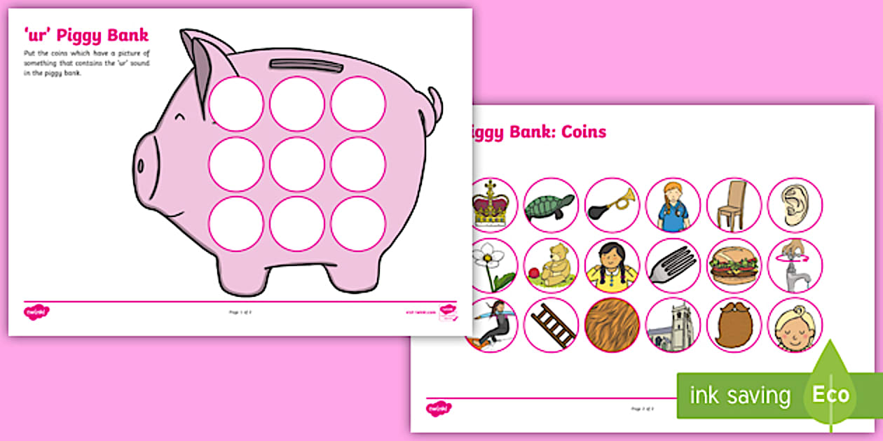 'ur' Phonics Piggy Bank Activity (öğretmen yaptı)