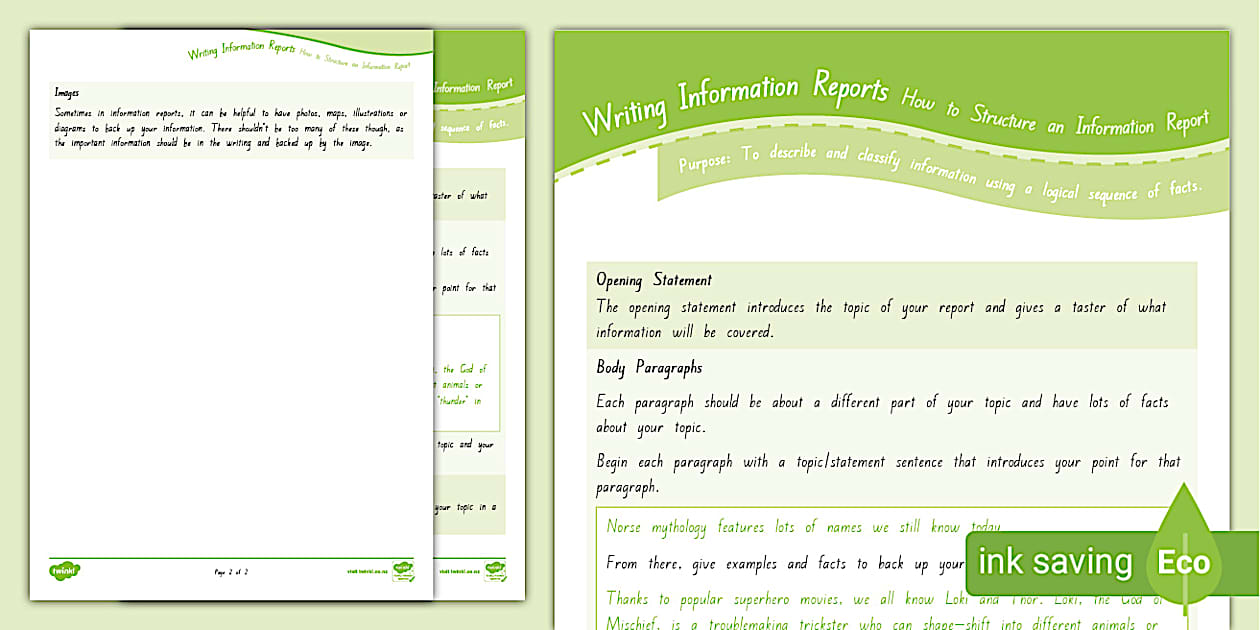 Level 3 (Phase 2) Writing - Information Report Structure Sheet
