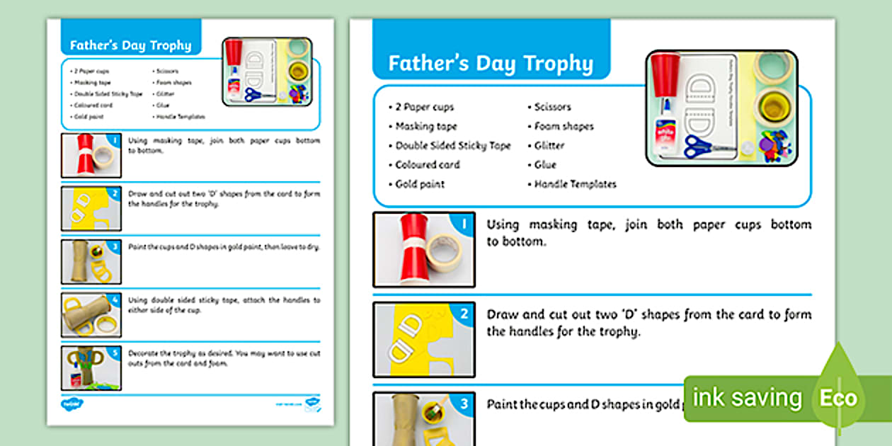 Father's Day Trophy Cup Craft Instructions (teacher made)
