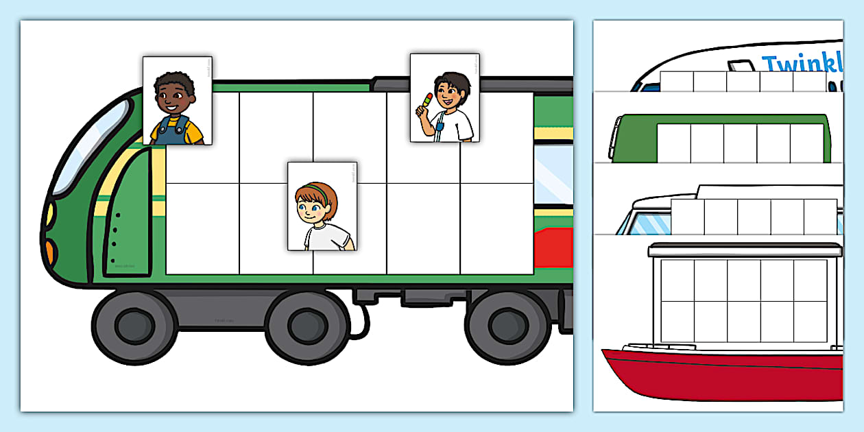 👉 Transport-Themed Ten-Frame and Counters Activity