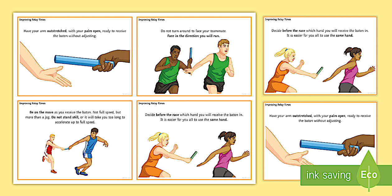 Athletics: Improving Relay Times Cards - Twinkl