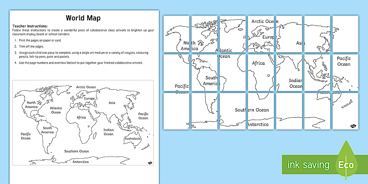 World Map Colouring | Around The World Colouring Activity