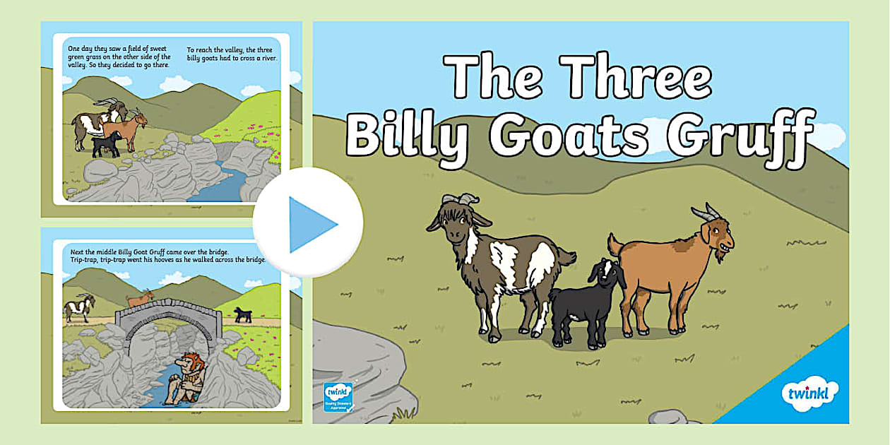 The Three Billy Goats Gruff Story PowerPoint - KS1 - Twinkl