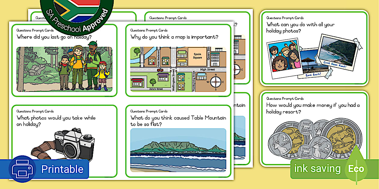 Going on Holiday Open and Closed Questions Prompt Cards