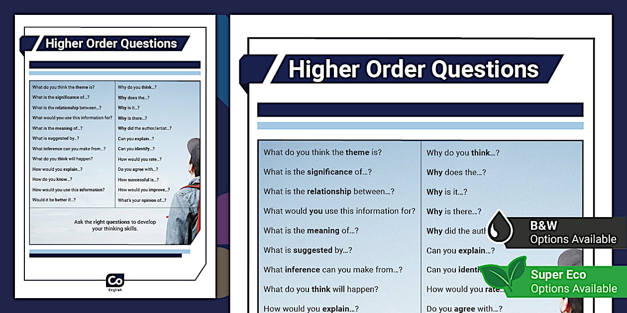 Higher Order Questions Display Poster (teacher made)