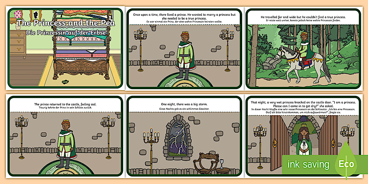 Black and White The Princess and the Pea Story Sequencing Cards English ...