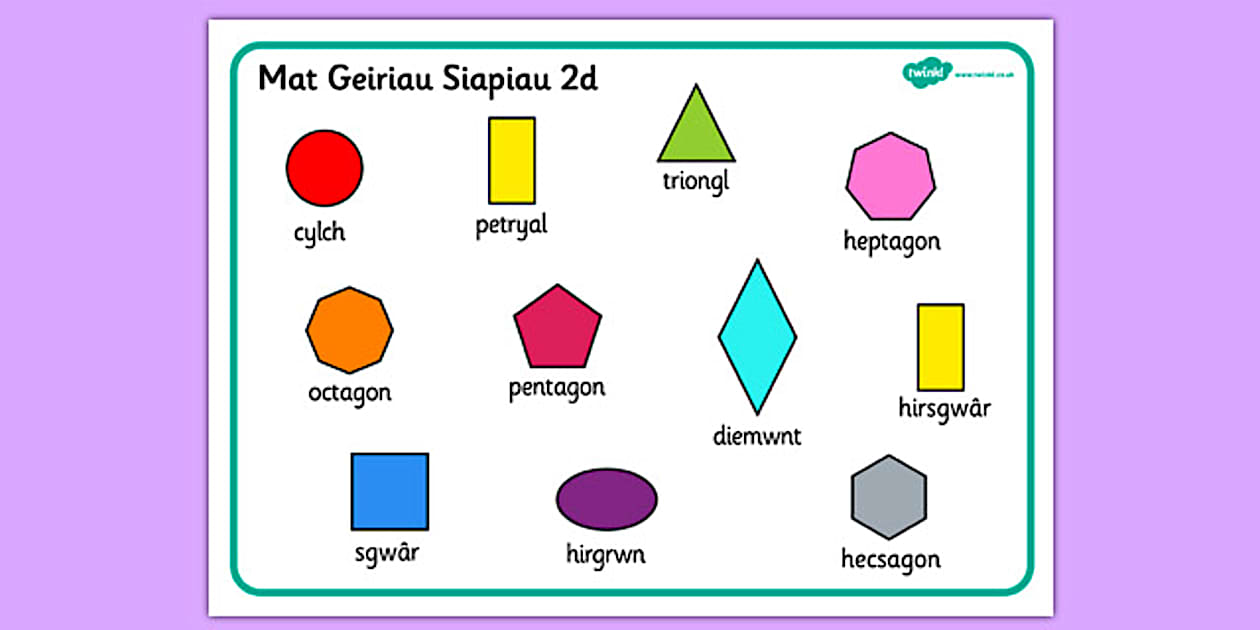 Beautiful 2D Shapes in Welsh Word Mat (Teacher-made)