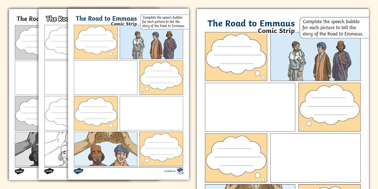 Finish The Road To Emmaus Comic Strip Worksheet - Twinkl