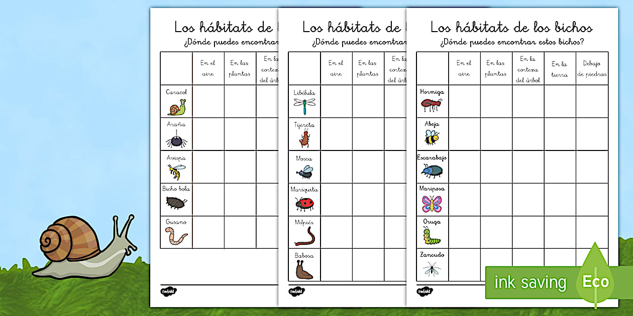 Ficha de investigación: Los hábitats de los bichos