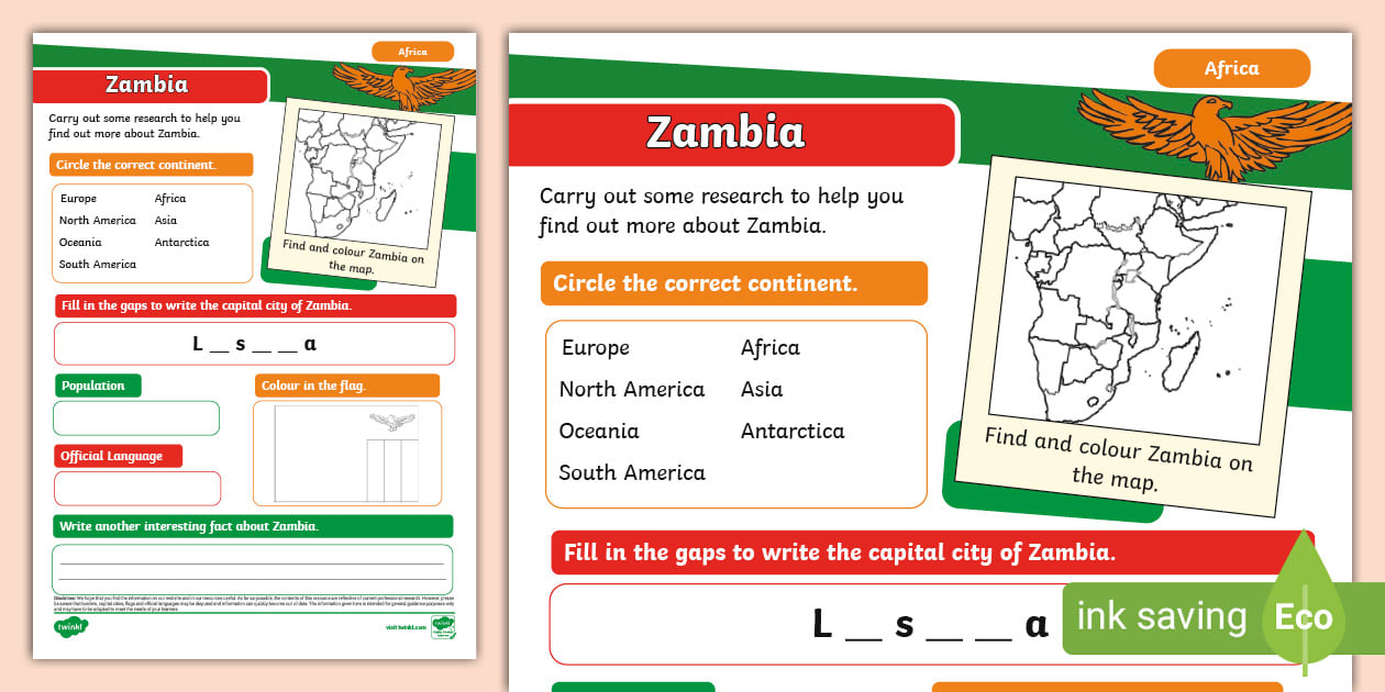 KS1 Zambia Research Activity - Twinkl