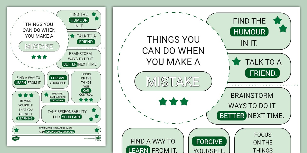 What To Do When You Make A Mistake Poster (Lehrer gemacht)
