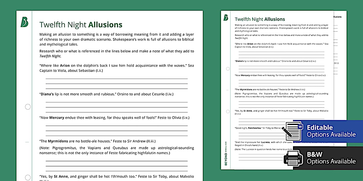 Allusion in Twelfth Night | GCSE Shakespeare | Beyond