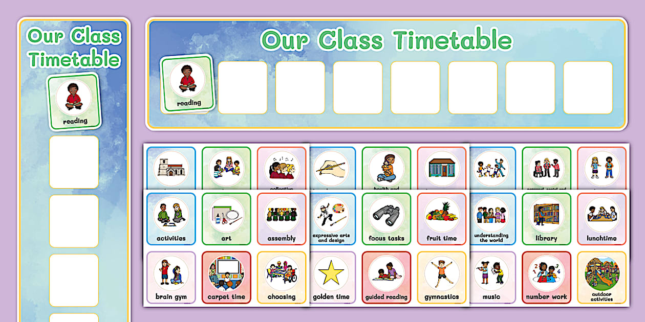 EYFS Watercolour-Themed Reception Visual Timetable - Twinkl