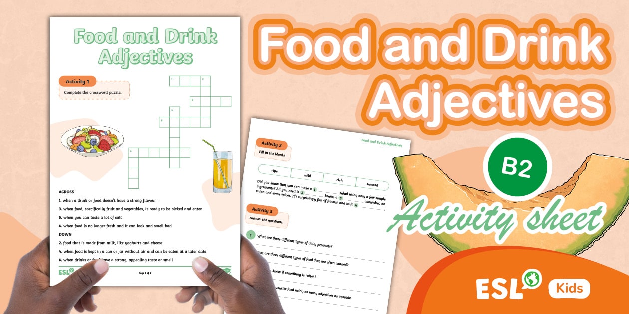 ESL Food and Drink Adjectives Activity Sheet