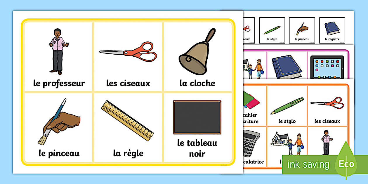 Jeu de Loto français sur l’école - la rentrée - Twinkl CA