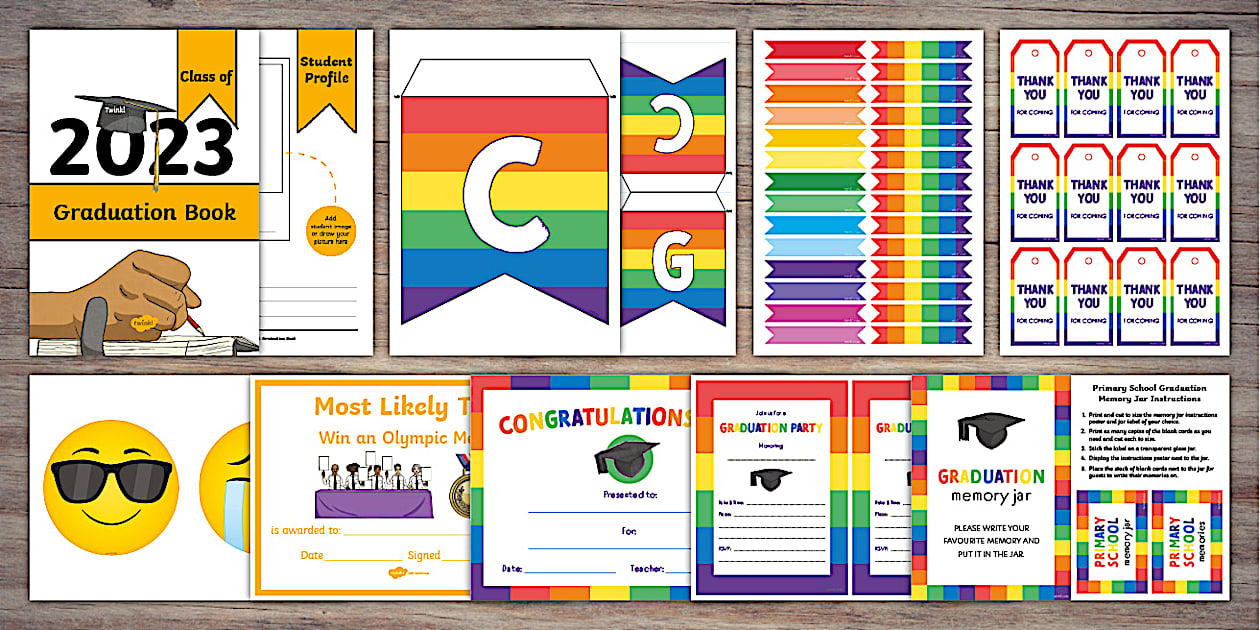 Primary School Graduation Rainbow Party Pack | Twinkl Party