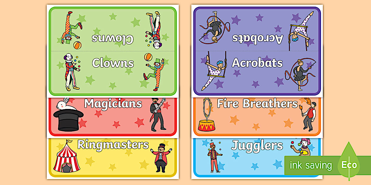 Editable Circus Table Group Signs (professor feito) - Twinkl