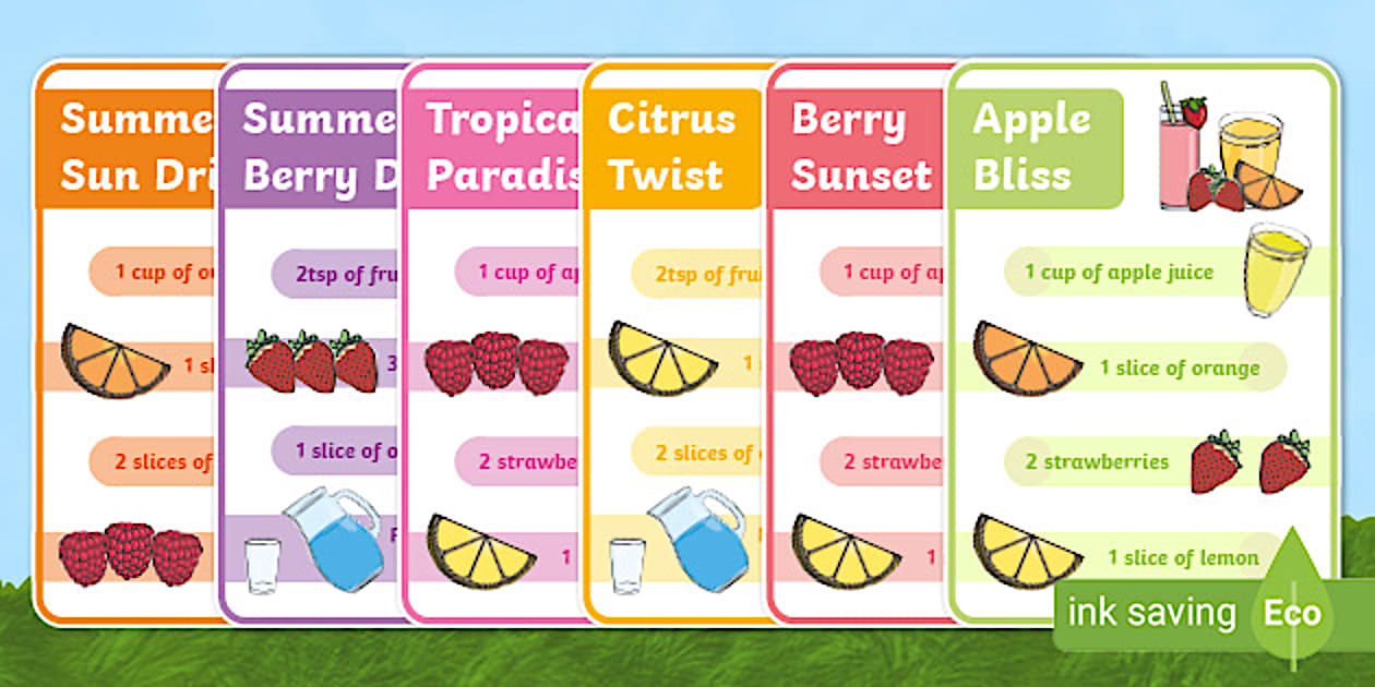 Make Your Own Summer Fruit Drinks Recipe Cards - Twinkl