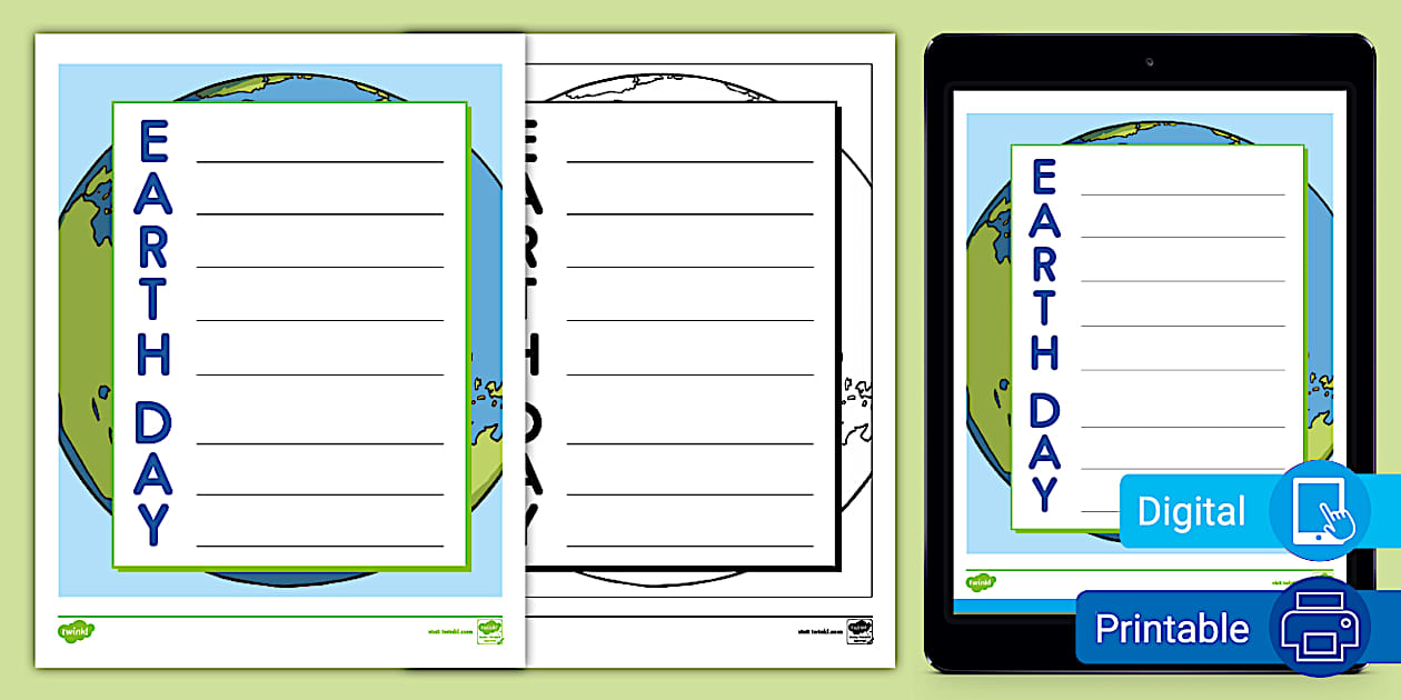 Earth Day Acrostic Poem Template (creat de profesori)