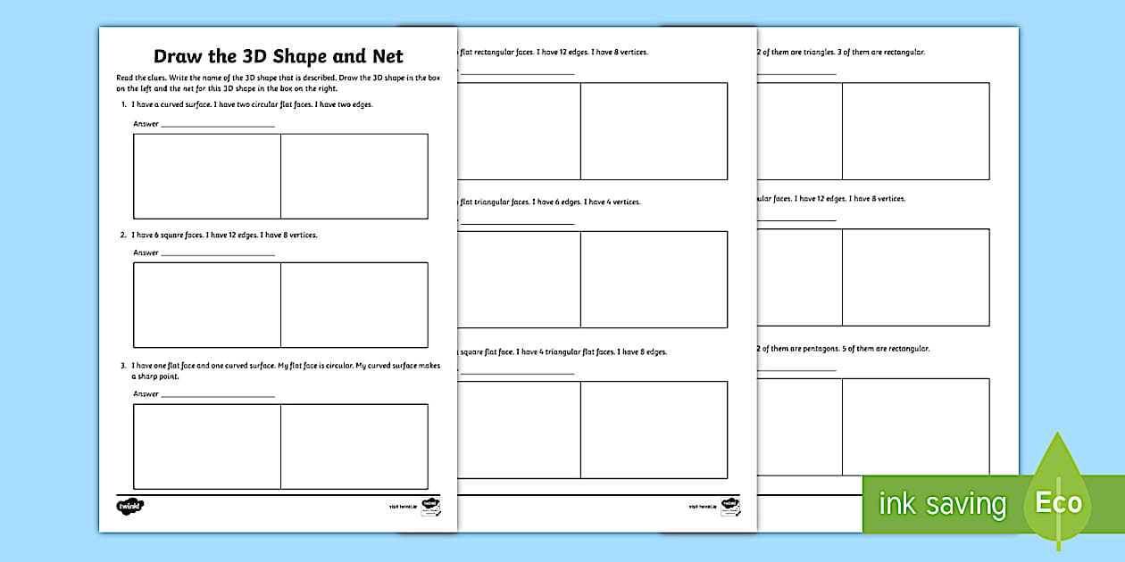 Drawing 3D Figures Worksheet - Geometry | Twinkl - Twinkl