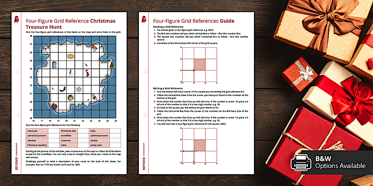 KS3 Four-Figure Grid Reference Christmas Treasure Hunt