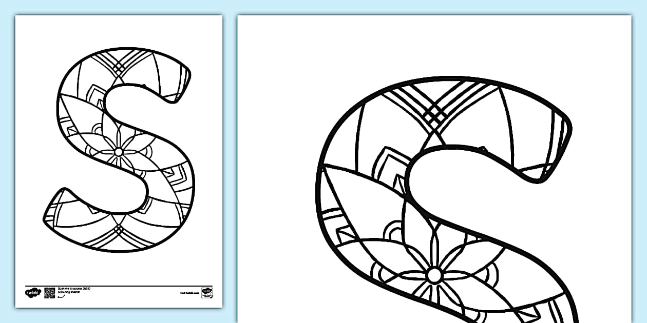 Mandala Letter S Colouring Page (teacher made) - Twinkl
